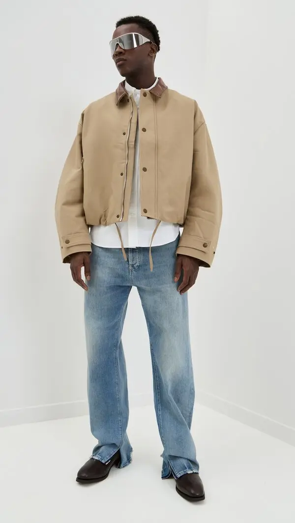 Acne Studios Opado Cotton Twill Jacket In Khaki Beige - 30% Off